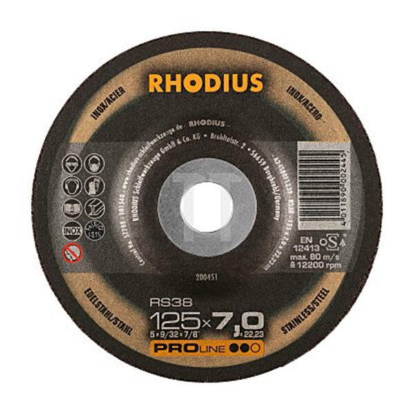 RHODIUS GRINDING DISC INOX PROLINE RS38 Φ125mmX7.0mm - ROUSSAKIS SUPPLIES